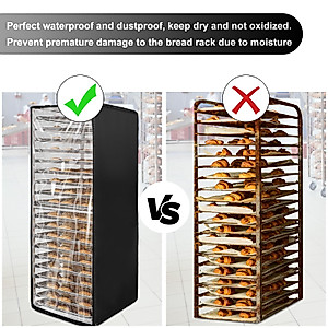 Commercial Bakery Racks Cover Bread Rack Cover with Zipper, 20tier Sheet Pan Rack/Bun Pan Rack Cover with Vents ，23"X28"X64" Bakery Single Rack Covers Waterproof and Dustproof，Black