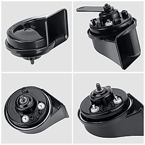 Car Horn Compatible with Ford,12V Waterproof Snail Horn 110-125db High/Low Tone(With Three pairs of Horn Plug)