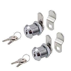 WOOCH Cabinet Cam Lock, 5/8 Inch Keyed Alike Cam Locks Secure File Drawer Door Mailbox Tool Box Dresser RV Cylinder Replacement Lock Hardware, Fits on 1/2" Max Panel Thickness (2 Pack) Chrome Finish