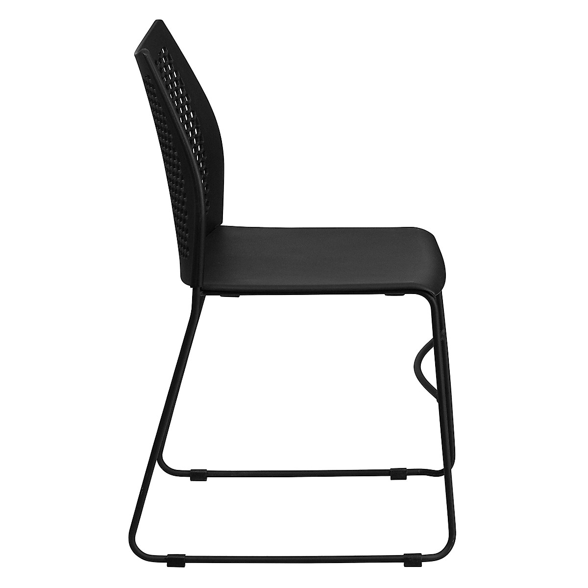 Flash Furniture 5 Pack HERCULES Series 661 lb. Capacity Black Stack Chair with Air-Vent Back and Black Powder Coated Sled Base
