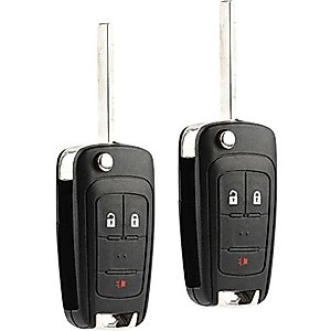 Car Key Fob Keyless Entry Remote Flip fits 2010-2017 Chevy Equinox, Sonic, Terrain (OHT01060512 3-btn), Set of 2