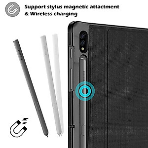 ProCase Case for Galaxy Tab S7 FE 5G 2021/S8 Plus 2022/S7 Plus 2020 12.4 inch with S Pen Holder, Smart Cover for 12.4" Samsung Galaxy Tablet (SM-X800 X806 T730 T736 T970 T975 T976 T978) -Black