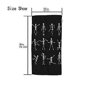 HGOD DESIGNS Skeleton Hand Towels,Funny Cartoon Dancing Skeleton Body 100% Cotton Soft Bath Hand Towels for Bathroom Kitchen Hotel Spa Hand Towels 15"X30"