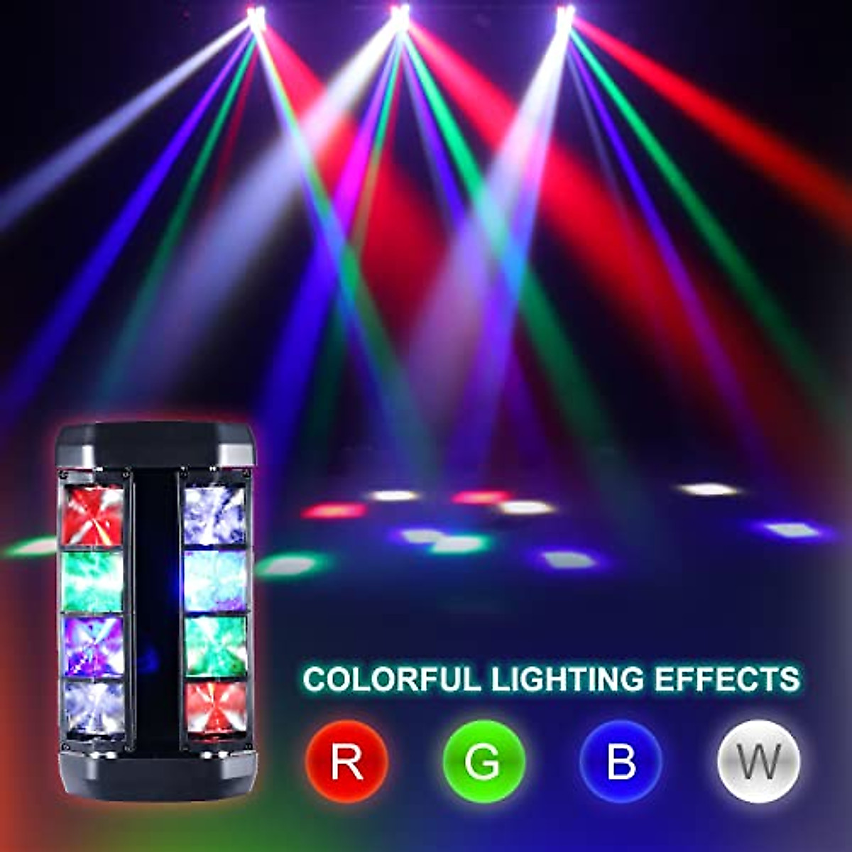 LED Mini Spider Moving Head Light 8x5W Beam Stage Lights RGBW Sound Activated DMX-512 Control for DJ Party Bar Disco Show Wedding Event Stage Lighting