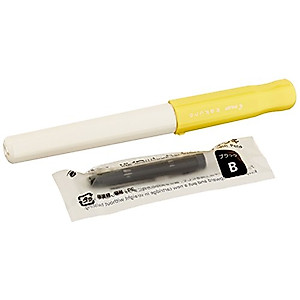 PILOT Kakuno Medium-Nib Fountain Pen, White Body Soft Yellow Cap Body (FKA-1SR-SYM)