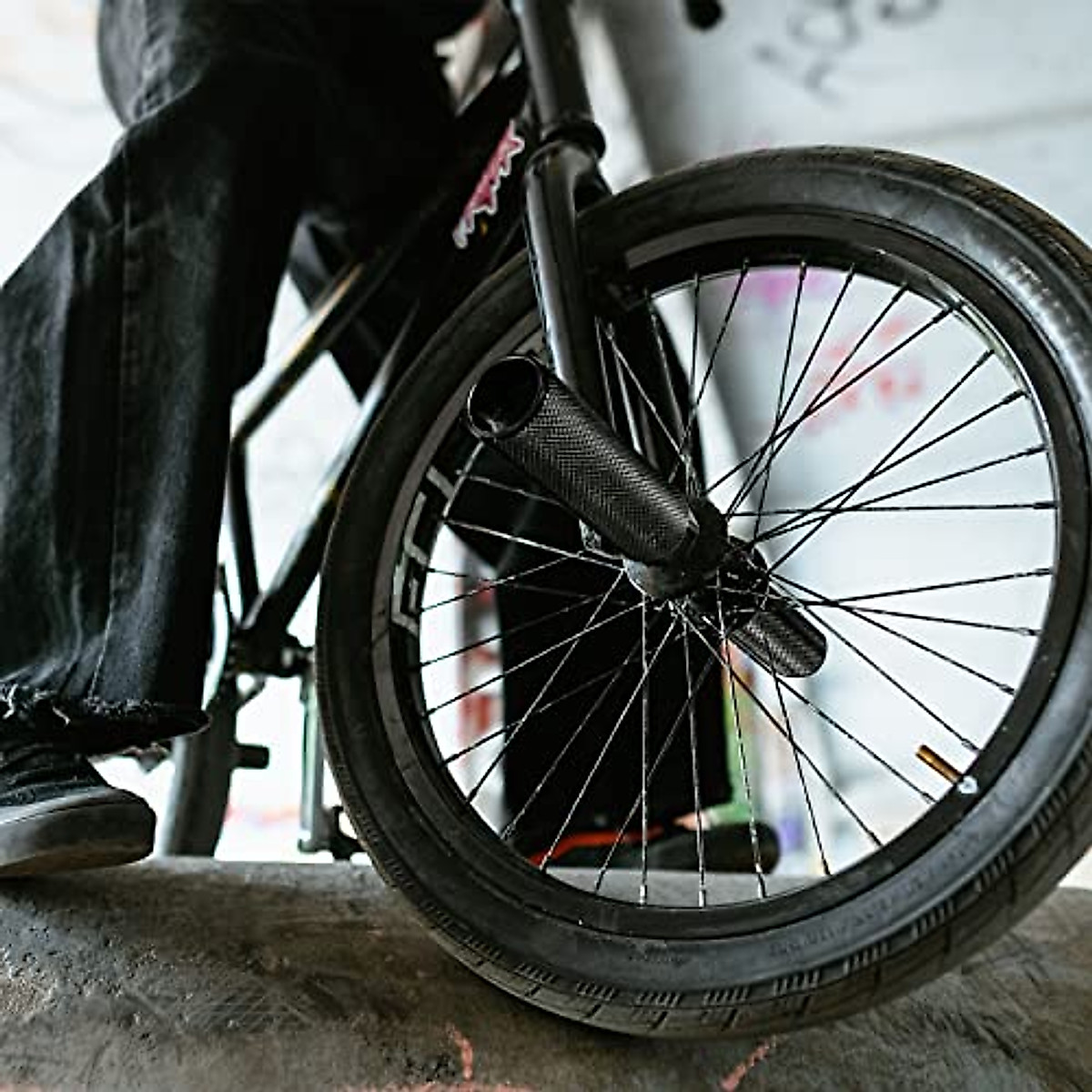 Bike Pegs, Aluminum Anti-Skid Bmx Bicycle Foot Pegs for Mountain Bike Cycling, Stunt Pegs Fit 3/8 inch Axles (Black)