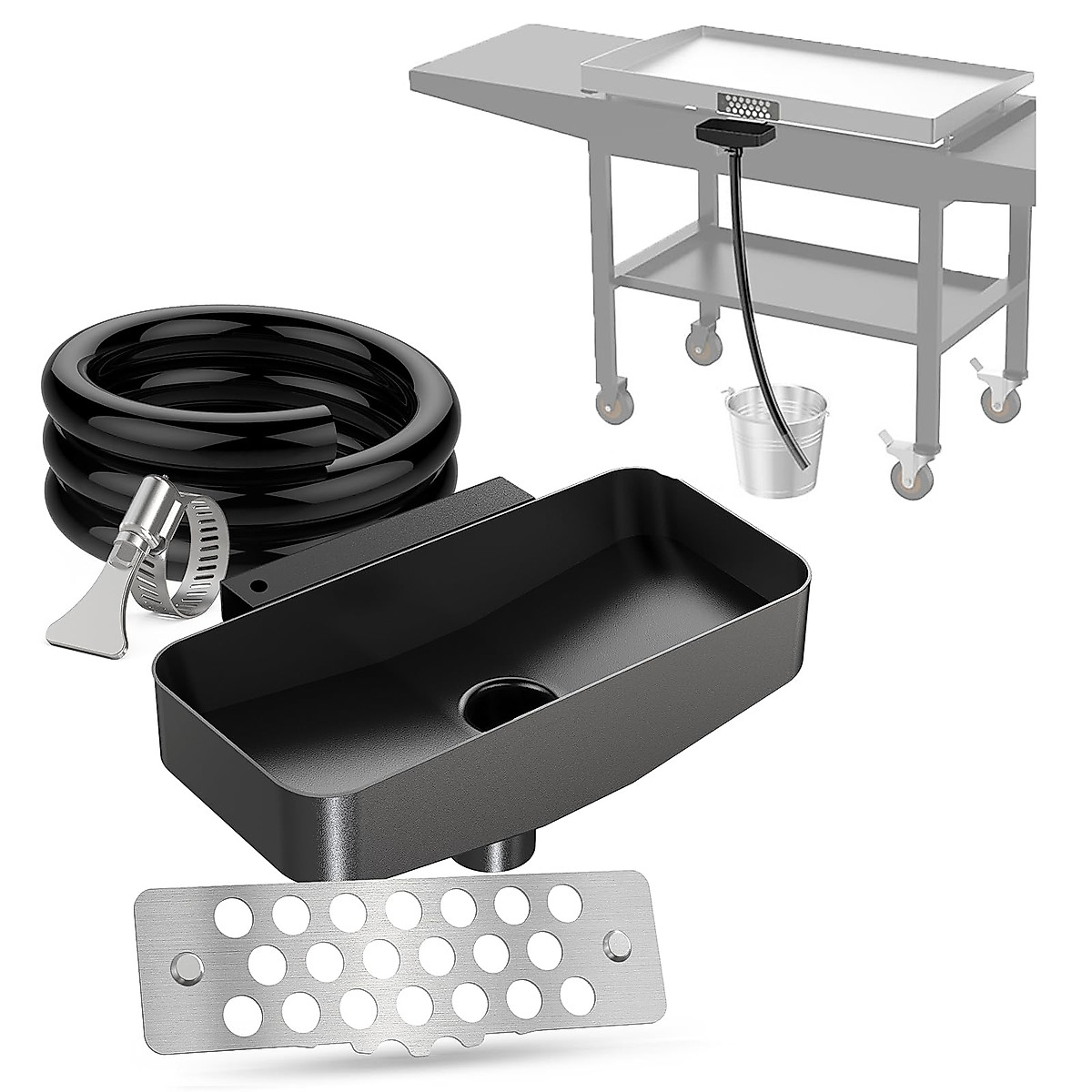 Upgrade Rear Blackstone Grease Catcher,Blackstone Grease Trap with Separate Magnetic Grease Gate for Blackstone,Innovative Blackstone Griddle Accessories,Compatible with Blackstone 36"