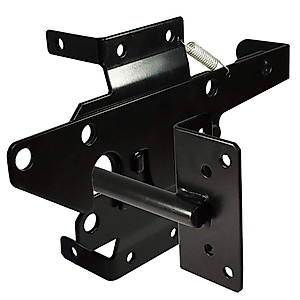 Self-Locking Gate Latch Heavy Duty Post Mount Automatic Gravity Lever Wood/PVC Fence Gate Lock with Fasteners Hardware,for Secure Pool |Yard | Garden, Steel,Black