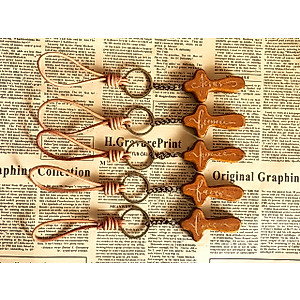 Udyzax Wood Cross Keychain with Leather Rope, Hope Keychain, Baptism Favors Catholic & Christian Gift for Men & Women