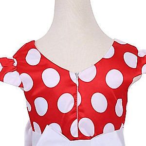 FYMNSI Toddler Girls Polka Dots Princess Birthday Party Pageant Cap Sleeve Dress with Ear Headband Outfits Red 3-4 Years