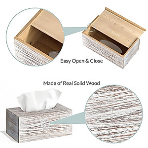 Barnyard Designs Rustic Distressed Wooden Rectangular Tissue Box Cover - Decorative Bathroom Facial Tissue Box Holder Farmhouse Country Decor, 10.5” x 6” x 4.5”