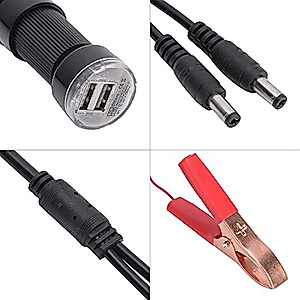 Solar Panel Charger, 20W Monocrystalline Silicon Solar Panel Charger Outdoor Solar Panel Battery USB Charger Dual DC Output for 12 Volt Battery