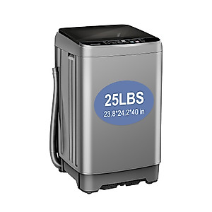 Portable Washing Machine, 25 LBS Full Automatic Portable Washing Machine with 8 Water Levels and 10 Programs Laundry Drain Pump, Grey Low Noise Washing Machine for Camping, Apartment