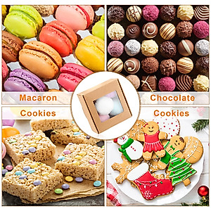 Zonon 30 Pieces Mini Kraft Paper Box with Window Soap Packaging Boxes Present Packaging Box Treat Box for Homemade Soap Favor Treat Bakery Candy (Brown,2.56 x 2.56 x 1.18 Inch)