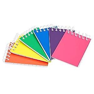 BLUE PANDA 24-Pack Mini Notepads, Rainbow Colored Notepads Bulk Pack for Note Taking, Stocking Stuffers, Top Spiral, Lined Paper Pads, School Supplies (6 Colors, 2.25x3.5 in)