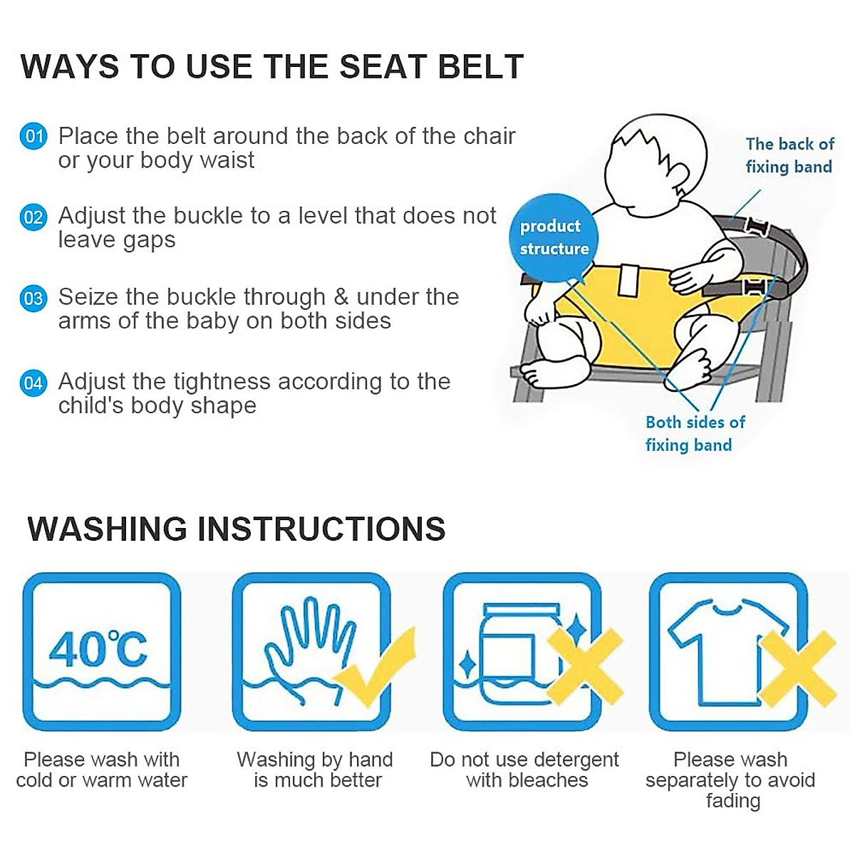 Lychee Harness Seat for High Chair Baby Feeding Safety Seat with Strap, Toddler Booster Harness Belt Portable Dining Seat Strap for Travel Home Restaurant Shopping (Red)