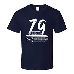CarGeekTees 1979 F100 Three Quarter Angle View with Year Dark Color T Shirt XL Navy