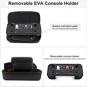 Updated Large Carrying Case for Steam Deck with Ultra-thickness Joystick Topcover,Travel Case with Removable Holder for Steam Deck Console & Accessories-Carry Case with Elastic Strap & Backpack Strap