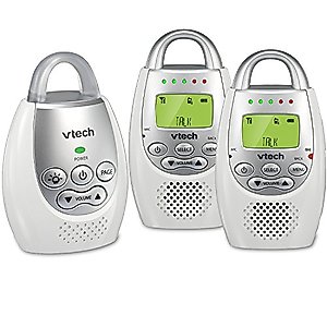 VTech DM221-2 Audio Baby Monitor with up to 1,000 ft of Range, Vibrating Sound-Alert, Talk Back Intercom, Night Light Loop & Two Parent Units, White
