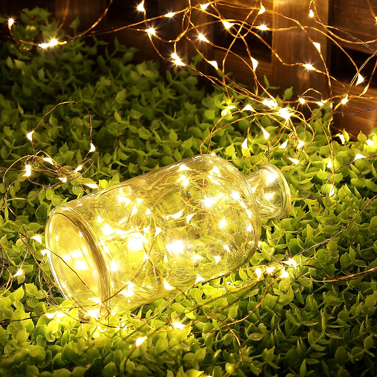 JXTZ Solar String Lights Outdoor, 39 Feet 120 LED Garden Lights, Copper Wire Solar Fairy Lights with 8 Modes, Waterproof Solar Lights Outdoor for Tree, Garden, Home, Wedding, Party (Warm White)