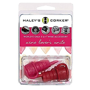 Haley's Corker 5-in-1 Wine Aerator, Stopper, Pourer, Filter and Re-Corker, Wine Lovers Treat
