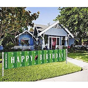 Large Football Happy Birthday Party Banner, Game Day Sports Party Decorations, Football Photo Backdrop Hanging Decorations(9.8 x 1.6 feet)