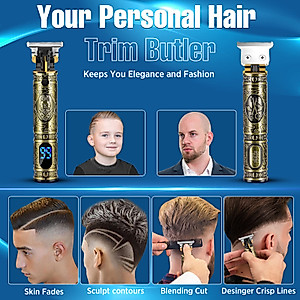 LURNOFY Cordless Hair Trimmer for Men Professional Electric Hair Clippers - Mens T-Blade Beard Trimmer Zero Gapped Edgers Rechargeable Close Cutting Haircut Kit