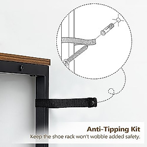 MAHANCRIS 10-Tier Shoe Rack, Shoe Organizer for Closet, Entryway, Large Capacity Shoe Shelf, for 36-40 Pairs of Shoes, Stable Sturdy, Shoe Storage with 9 Metal Mesh Shelves, Rustic Brown SRHR1101Z