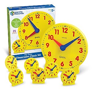 Learning Resources Classroom Clock Kit -25 Pieces, Ages 5+ Clock for Kids, Learning to Tell Time, Clocks for Teaching Time, Teacher and Classroom Supplies