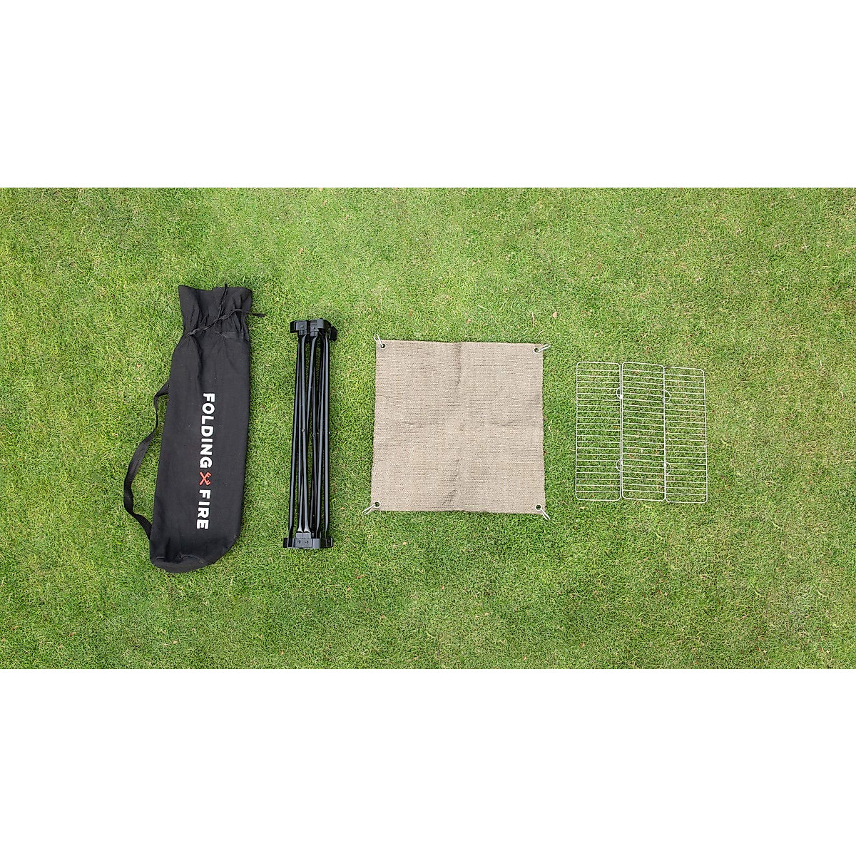 DesignNest, FoldingFire BBQ Grill, Foldable, Portable Firepit with Stainless Steel Cooking Grate, Campfire, Outdoor Fire Pit, Bonfire, Backyard Fireplace, Carrying Bag Included, Medium, Black