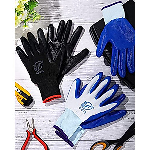 Honeydak 36 Pairs Gardening Gloves for Men Women Breathable Rubber Coated Garden Gloves Men Safety Work Gloves (Blue, Black)