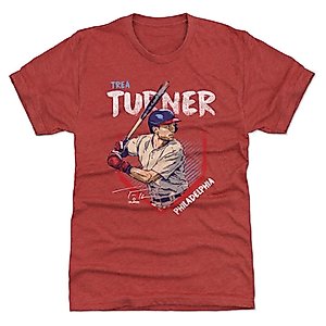 500 LEVEL Trea Turner T-Shirt (Premium Men's T-Shirt, XX-Large, Tri Red) - Trea Turner Philadelphia Base WHT