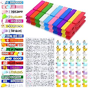 JellyArch 50 Pcs Cheer Pins Spirit Clips Clothes Pins Wooden Cheer Pins for Backpacks Cheer Pin Charm for Ribbon Team Classroom Cheer Gift(Mini Ducks)