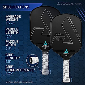 JOOLA Ben Johns Hyperion CGS 16mm Pickleball Paddle - Textured Carbon Grip Surface Technology for Spin & Control with Added Power - Polypropylene Honeycomb Core Pickleball Racket