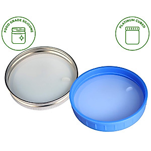 Leak Proof Platinum Silicone Sealing Lid Inserts/Liners for Mason Jars (10 Pack, Wide Mouth)