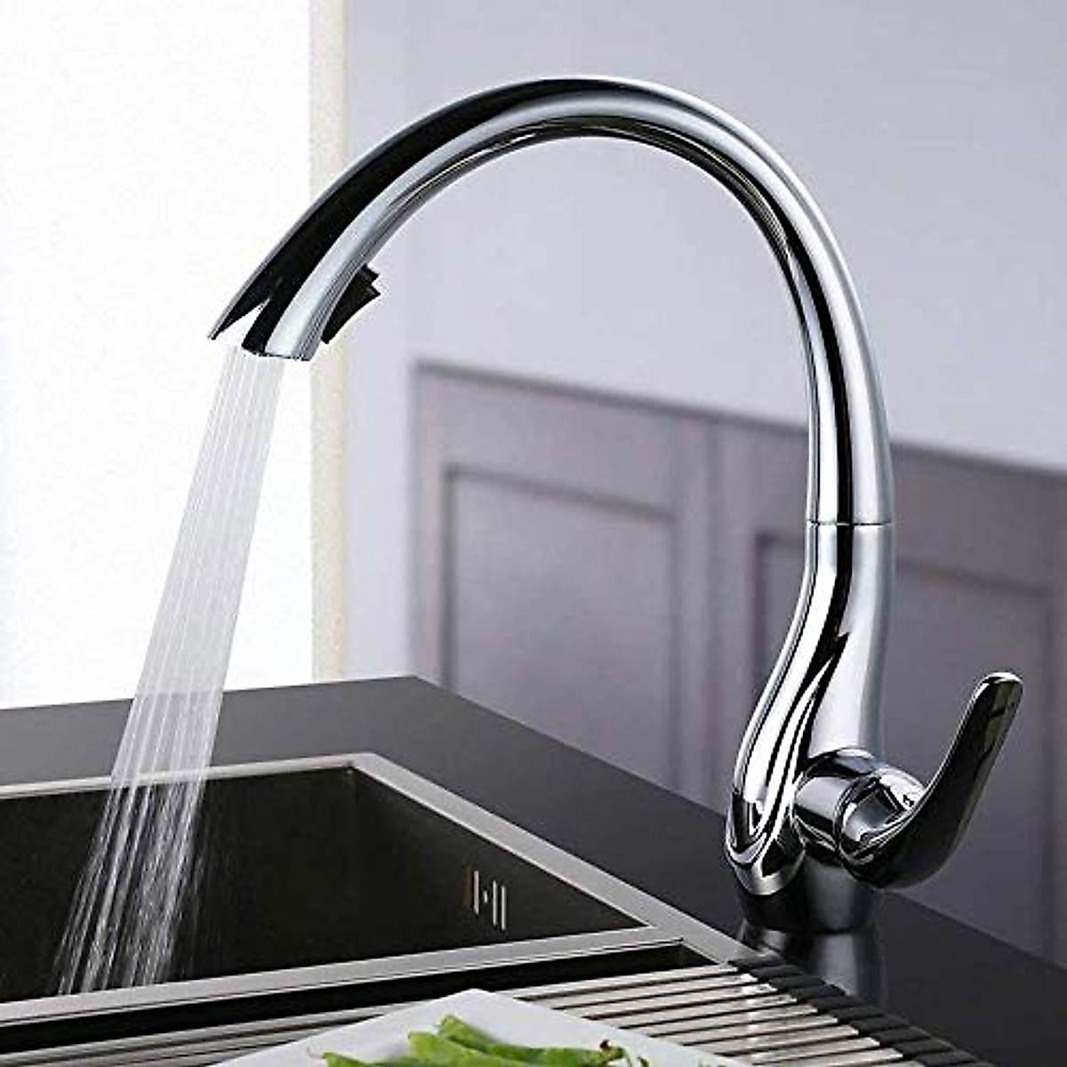Y-LKUN Taps Modern Kitchen Sink Basin Mixer Tap Single Handle Sink Mixer Tap Pull-Out Faucet Sink Can Rotate Single Handle Single Hole Faucet