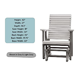 DutchCrafters Modern Horizontal Slat High Back Poly Glider Outdoor Patio Chair (Black & Blue)