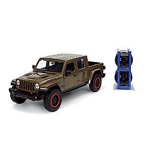Just Trucks 1:24 2020 Jeep Gladiator Die-cast Car Brown with Tire Rack, Toys for Kids and Adults