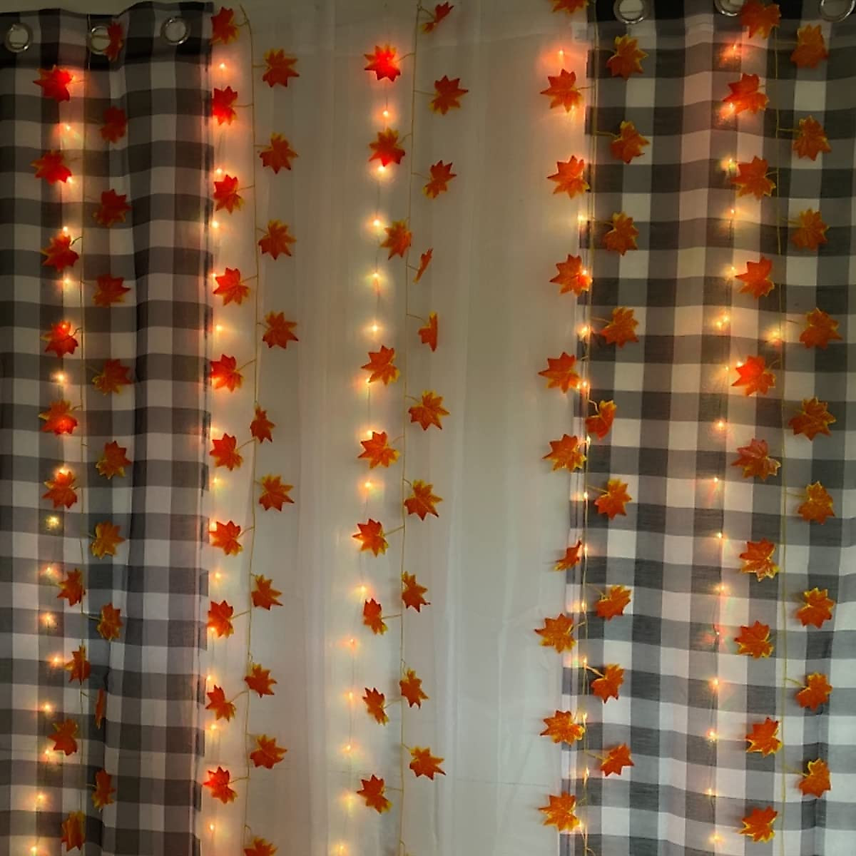 12 Pack Fall Leaves Leaf Garland Hanging Vines Artificial Maple Thanksgiving Decor for Home Wedding Fireplace Party Bedroom Kitchen Restaurant DIY Christmas Table Decorations Flower Garden