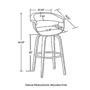 glitzhome Bar Stools Set of 2, 28’’ Swivel Barstools with Curved Back, Counter Stools Bar Chairs Withe Backrest, Footrest, Solid Bentwood Frame, White