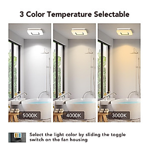 OREiN Bathroom Exhaust Fan with Light, 100 CFM 1.5 Sones, 25W Bathroom Vent Fan with Light, 1500lm LED Light 3000K/4000K/5000K Selectable & Nightlight, FCC/ETL Listed, Bath Fan for Home, White