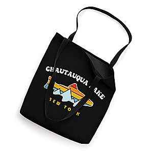 Chautauqua Lake New York NY Retro Sunset Fishing Tote Bag