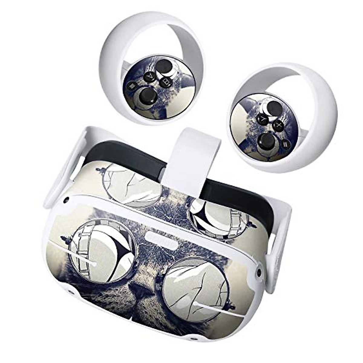 FAMKIT Sticker for VR Headset PVC Stickers Fingerprint-Proof Vinyl Decal Cover for Oculus Quest 2 VR Headset Parts