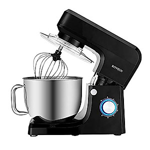 ROVSUN 7.5 Quart Stand Mixer, 660W 6-Speed Electric Tilt-Head Kitchen Food Mixer with Stainless Steel Bowl, Dough Hook, Beater, Whisk (Black)