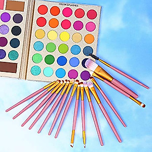 UCANBE Professional 86 Colors Eyeshadow Palette with 15pcs Makeup Brushes Set Matte Glitter Long Lasting Highly Pigmented Waterproof Contour Blush Powder Highlighter All in One