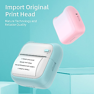 Mini Pocket Photo Printer Portable Thermal Printing Machine 203dpi Wireless BT Connection for Picture Lable DIY Handcraft List Meno Notes Journal Receipt Paper Instant Printer Sticker with 6 Roll