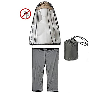 Mosquito Net Mosquito Insect Head Face Protect Watshi Mosquito Mesh Net Leg Mosquito Pants and Head Net for Protection Outdoor Fishing Hiking Camping（2pcs） (Black)