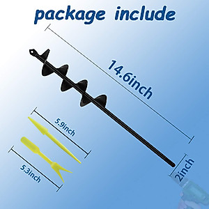 Auger Drill Bit for Planting 1.8x14.6inch Garden Auger Spiral Drill Bit Bulb Planter Auger Post Hole Digger Garden Spiral Hole Drill Planter Soil Auger Planting Auger for Hex Driver Drill Solid Shaft