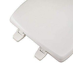 Bath Décor 1Q1R9-00 Styled for Eljer New Emblem Square Front Design Toilet Seat with Vari-Adjust Lok-Down Heavy Duty Hinge, Round, White