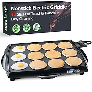 Extra-Large Nonstick Cool-Touch Electric Griddle - 12 Slices of French Toast at One Time